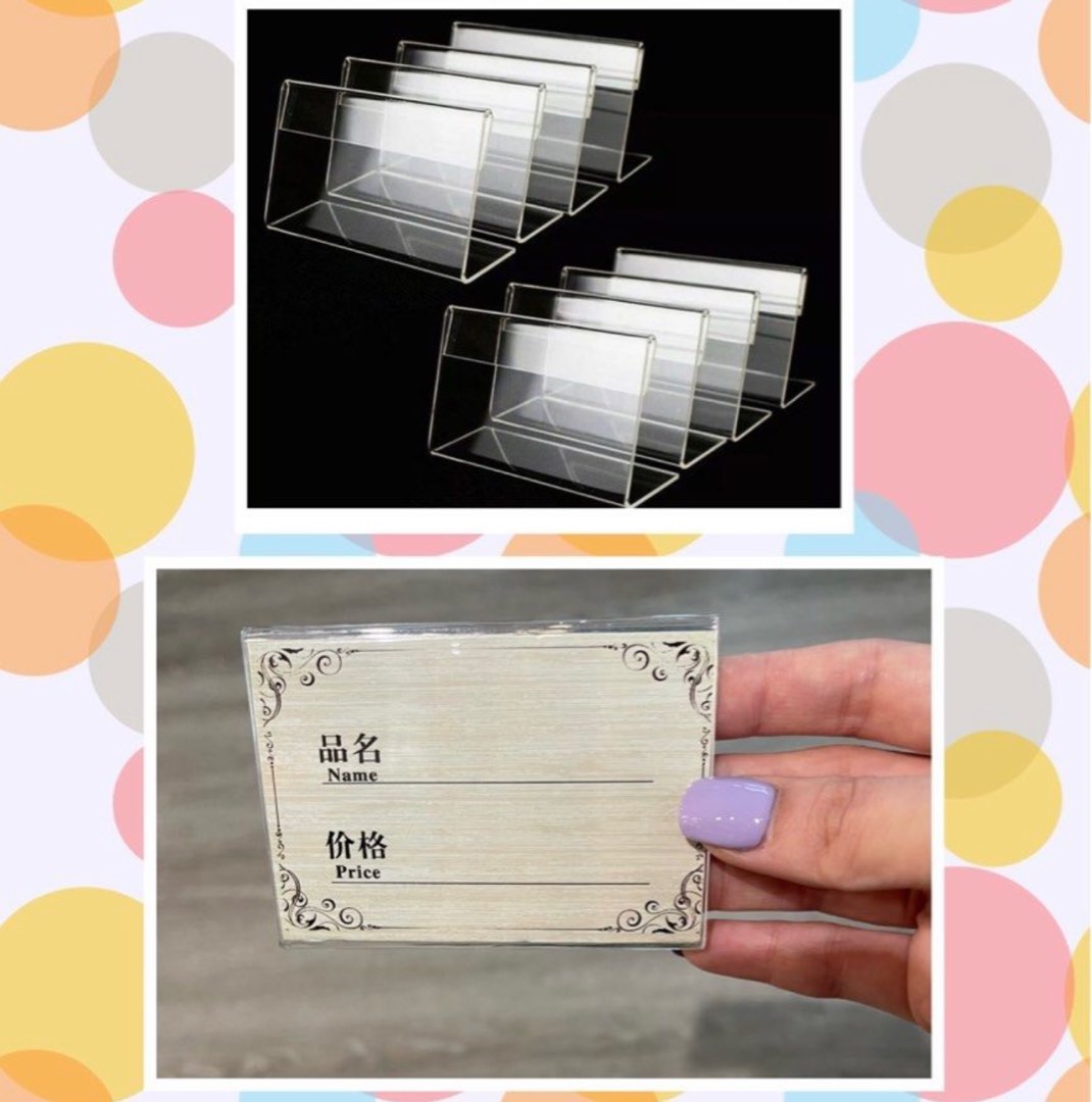 Brand New Acrylic Sign card display stand table name price tag menu ...
