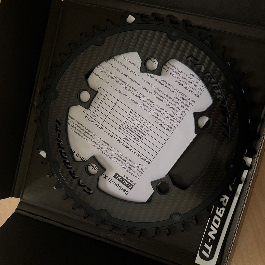 Brand new Carbon-Ti 46t chainring 110 BCD 4 bolt, Sports Equipment ...