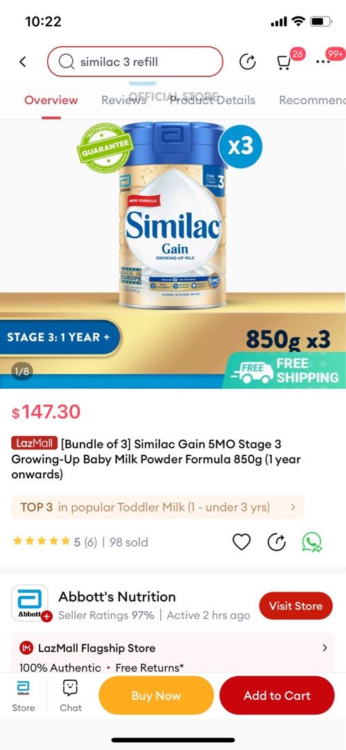 [bundle of 3] Similac stage 3 with new formula - 850g, Babies & Kids ...