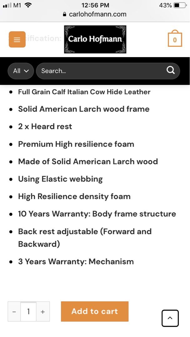 Carlo Hofmann Designer Luxury Premium Leather 2 Seater Sofa, Furniture ...