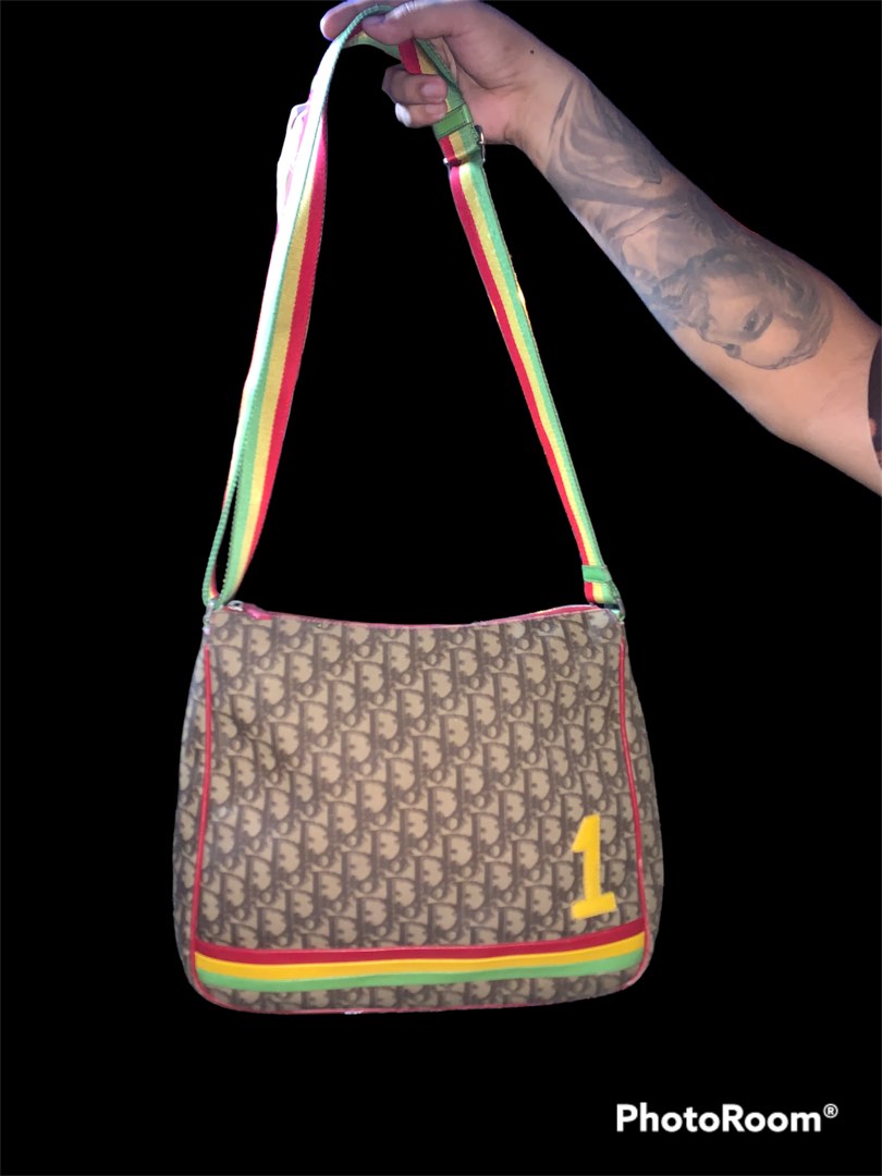 CHRISTIAN DIOR Vintage rasta messenger bag Diorissimo Coated canvas ...