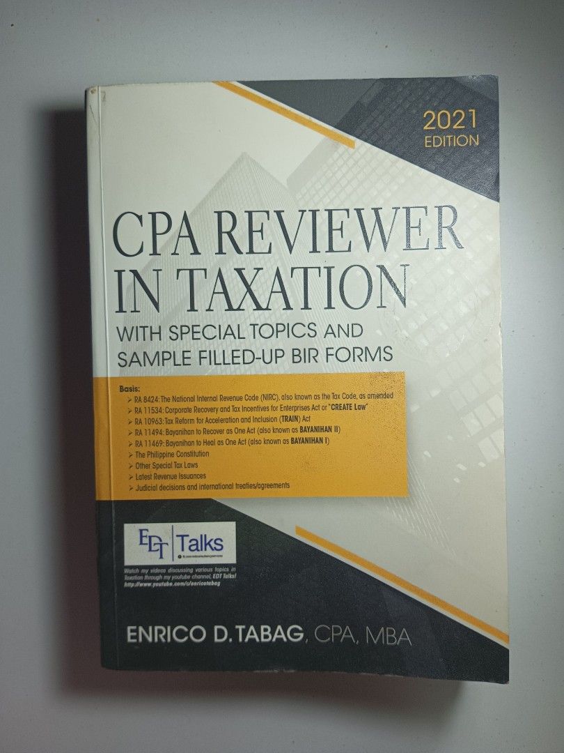 CPA Reviewer in Taxation by Enrico Tabag (2021), Hobbies & Toys, Books ...