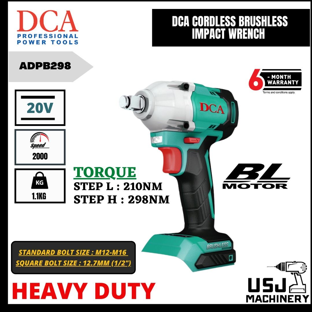 DCA Cordless Brushless Impact Wrench ADPB298 | 6 Months Warranty ...
