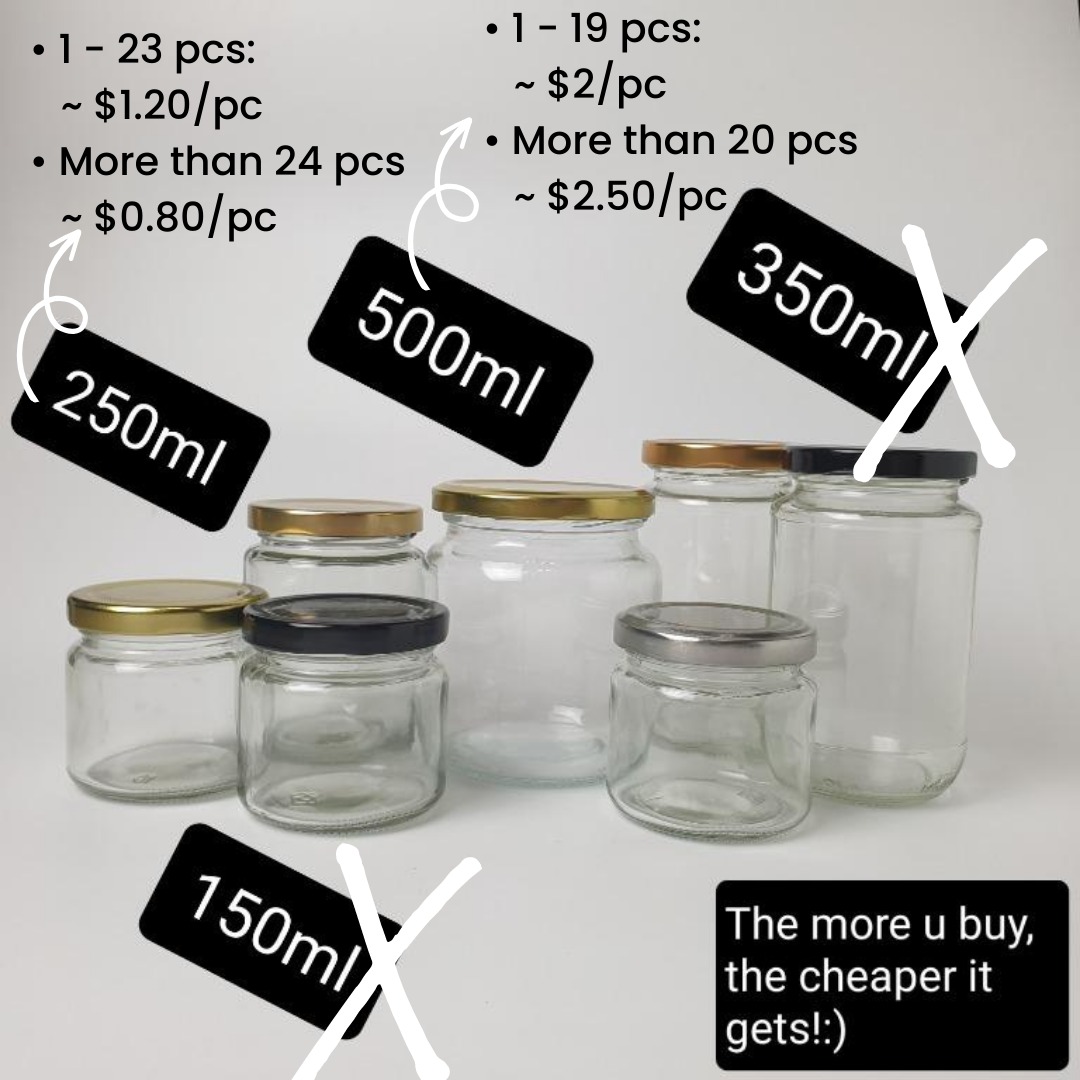Glass Jar x4 sizes, Furniture & Home Living, Kitchenware & Tableware ...