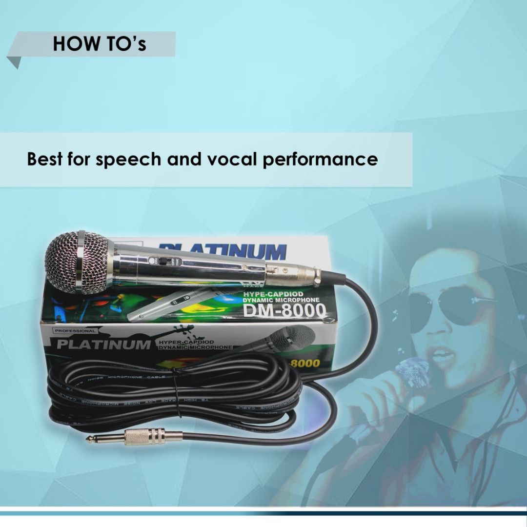 HYUNDAI PLATINUM DYNAMIC MICROPHONE WIRE DM-8000, PROFESSIONAL MIC HYPE-CAPDIOD 5-meter CABLE ...