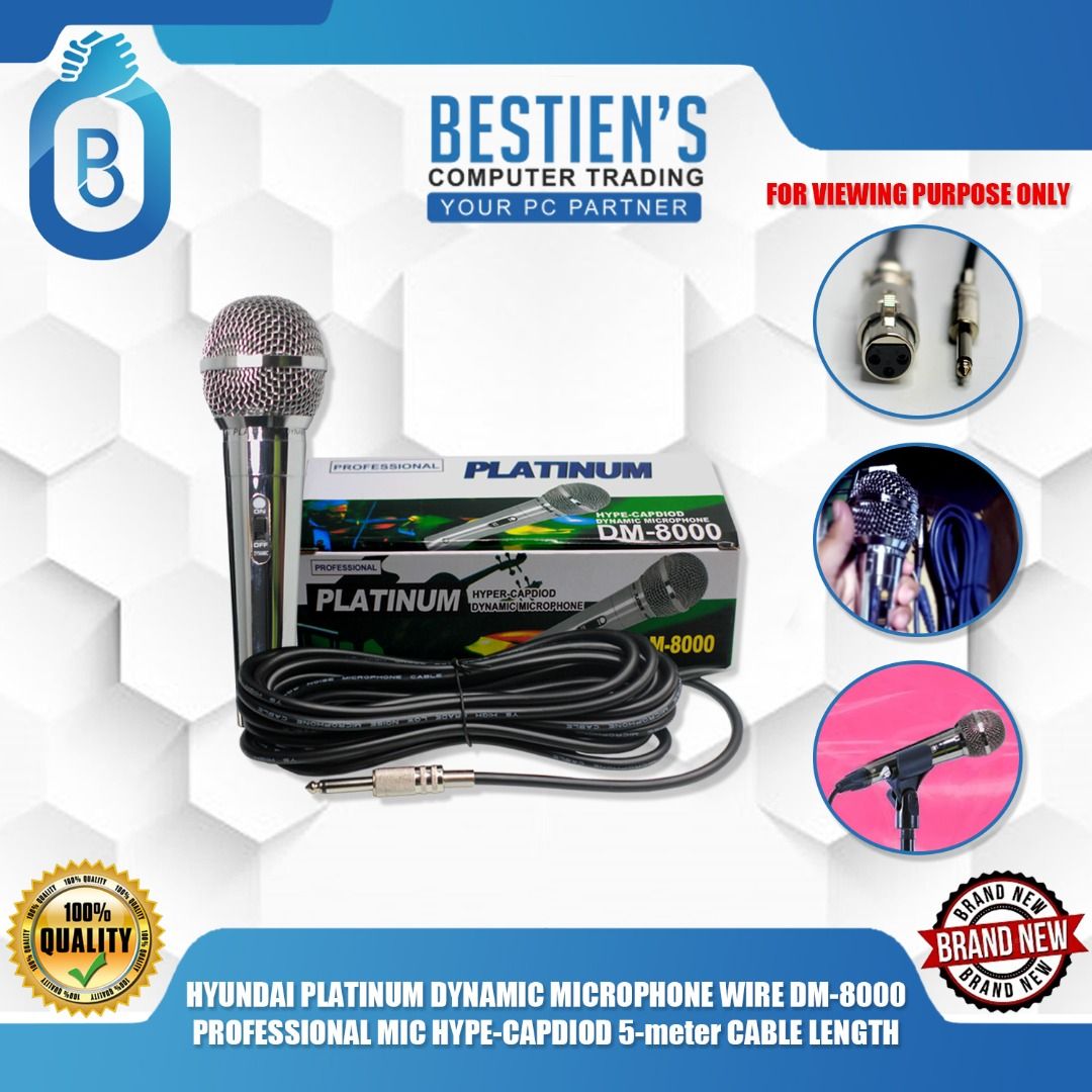 HYUNDAI PLATINUM DYNAMIC MICROPHONE WIRE DM-8000, PROFESSIONAL MIC HYPE-CAPDIOD 5-meter CABLE ...