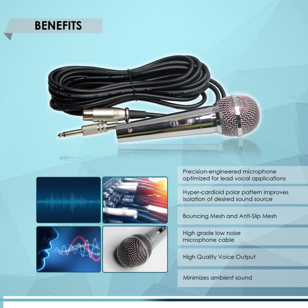 HYUNDAI PLATINUM DYNAMIC MICROPHONE WIRE DM-8000, PROFESSIONAL MIC HYPE-CAPDIOD 5-meter CABLE ...