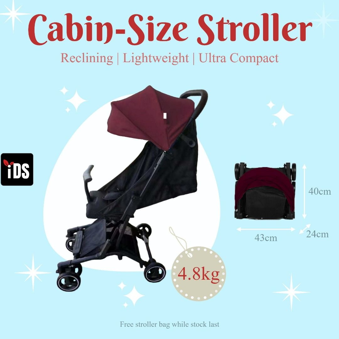 [iDS] Cabin Size Lightweight Baby Stroller, Reclining Travel Stroller ...