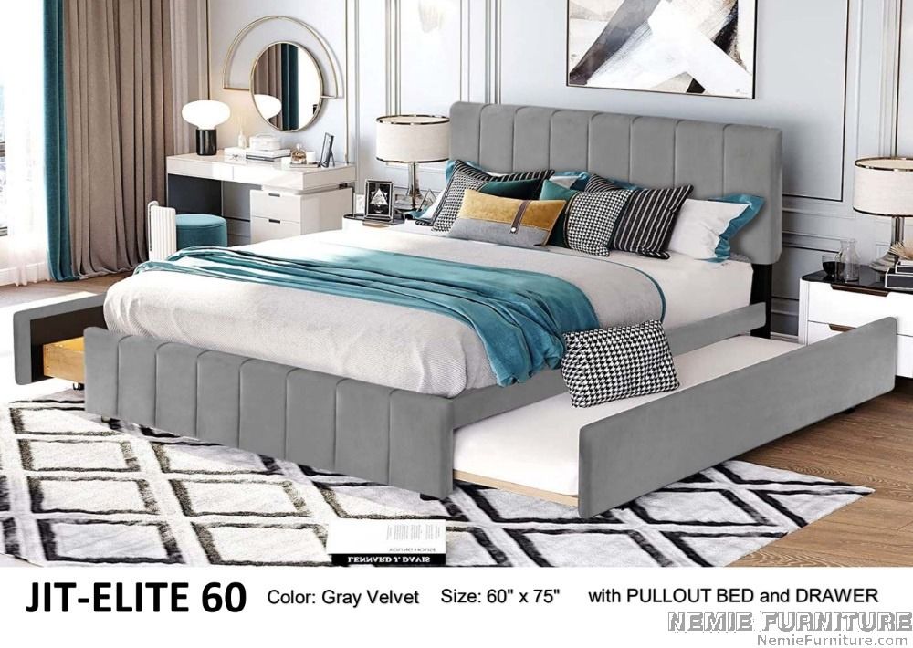 JIT-ELITE queen size bed frame with pullout, Furniture & Home Living ...