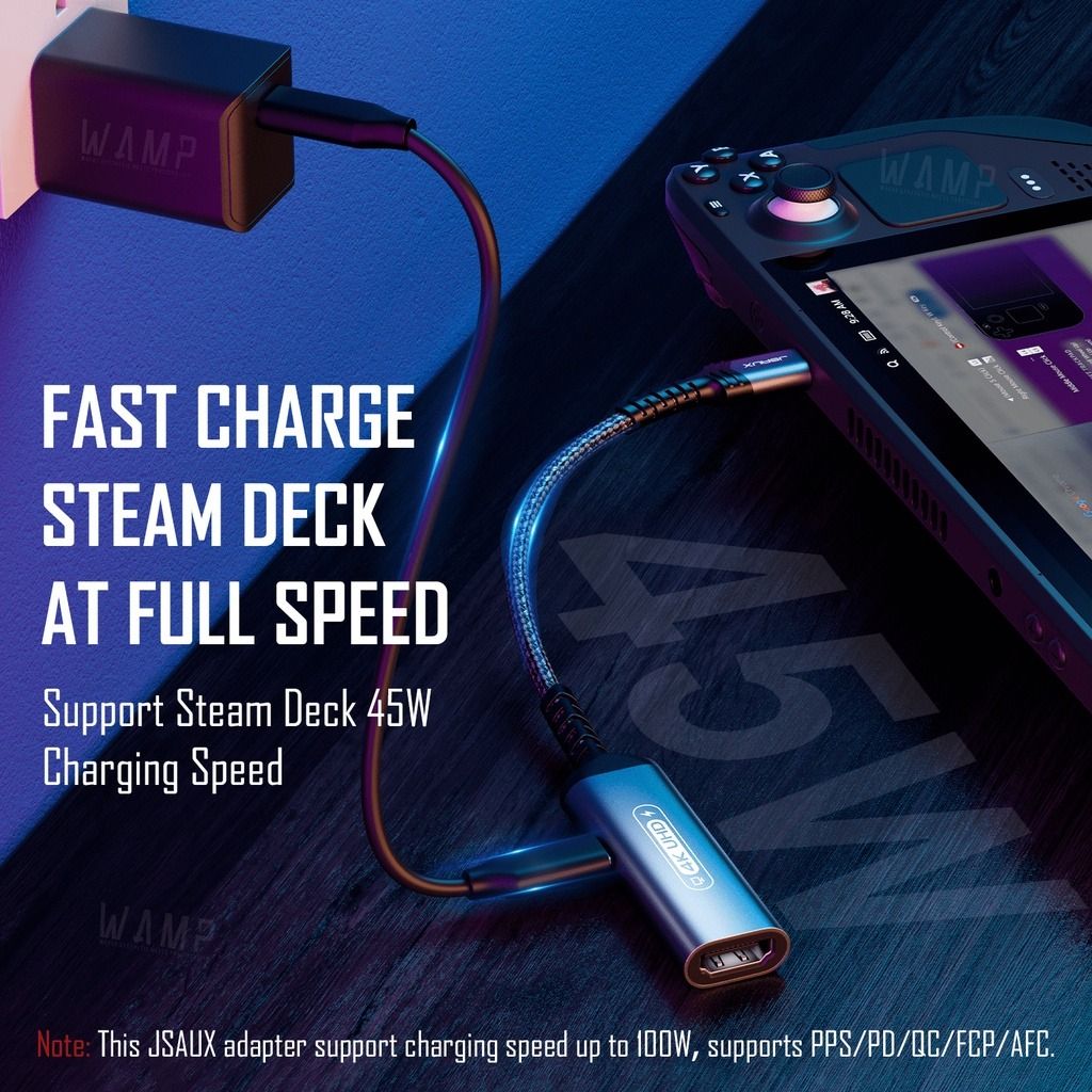 JSAUX 2-IN-1 Steam Deck USB C to HDMI Adapter & Charger 4K@60Hz Type-C ...