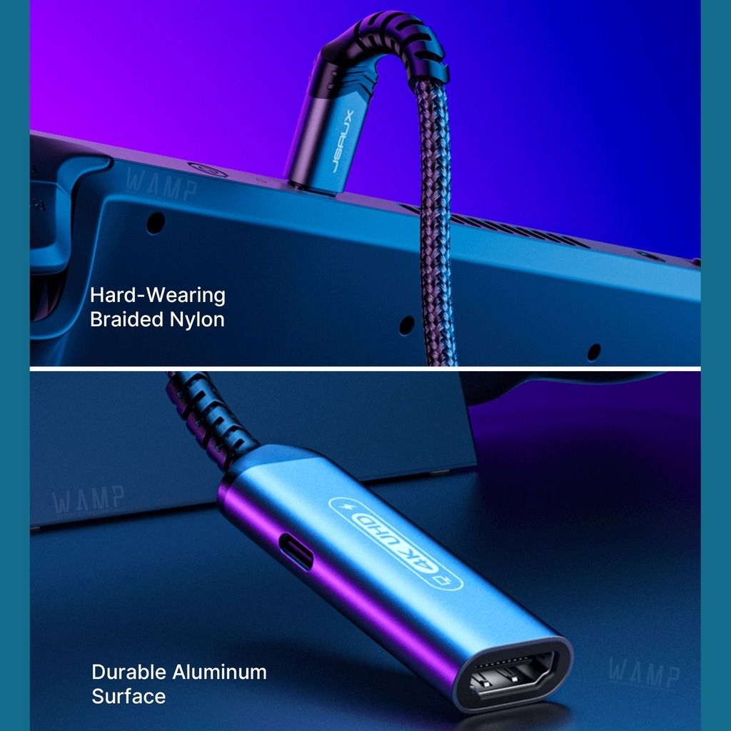 JSAUX 2-IN-1 Steam Deck USB C to HDMI Adapter & Charger 4K@60Hz Type-C ...