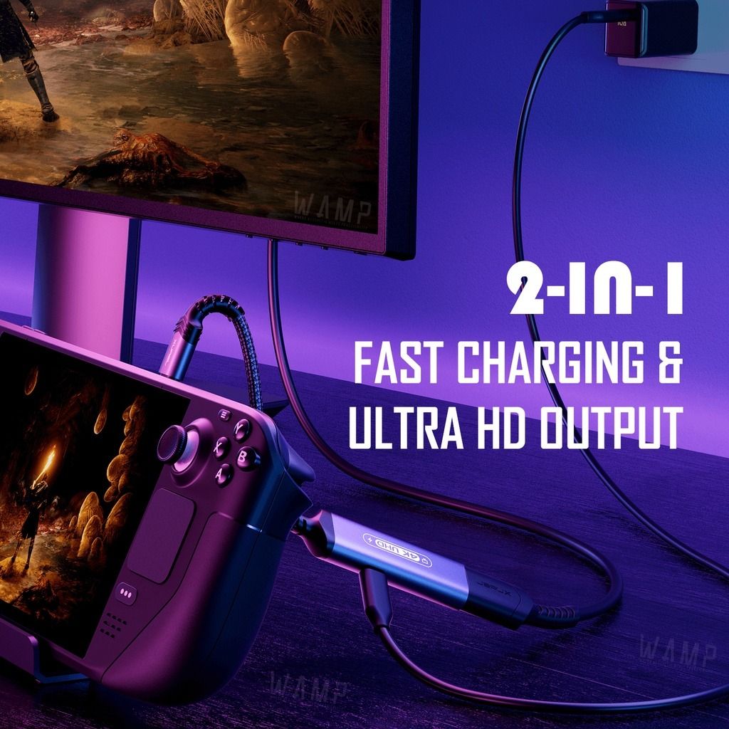 JSAUX 2-IN-1 Steam Deck USB C to HDMI Adapter & Charger 4K@60Hz Type-C ...