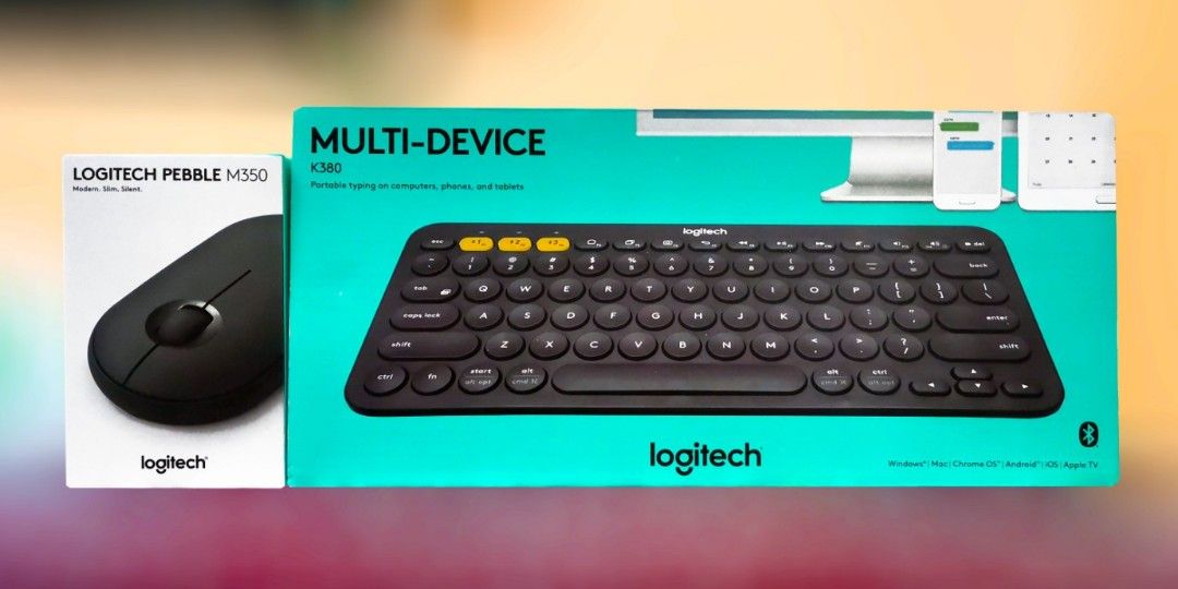 Logitech K380 Multi Device Bluetooth Keyboard And Logitech Pebble M350 Wireless Mouse Graphite