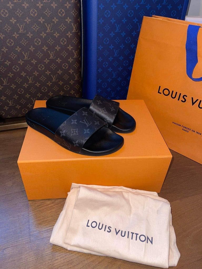 Lv slides, Women's Fashion, Footwear, Flats & Sandals on Carousell