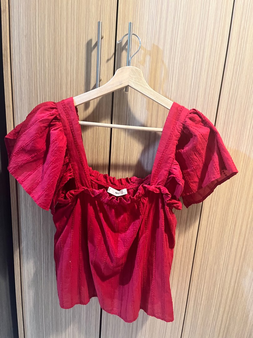 MANGO Red Top, Women's Fashion, Tops, Blouses on Carousell