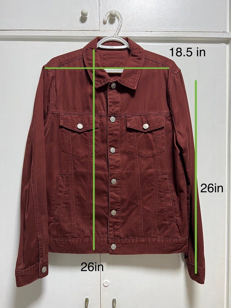 Maroon Denim Jacket, Men's Fashion, Coats, Jackets and Outerwear on ...