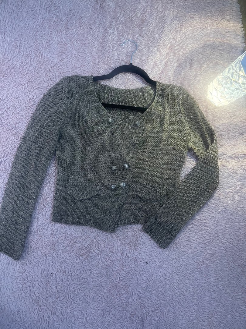 Metallic gold knitted blazer, Women's Fashion, Coats, Jackets and ...