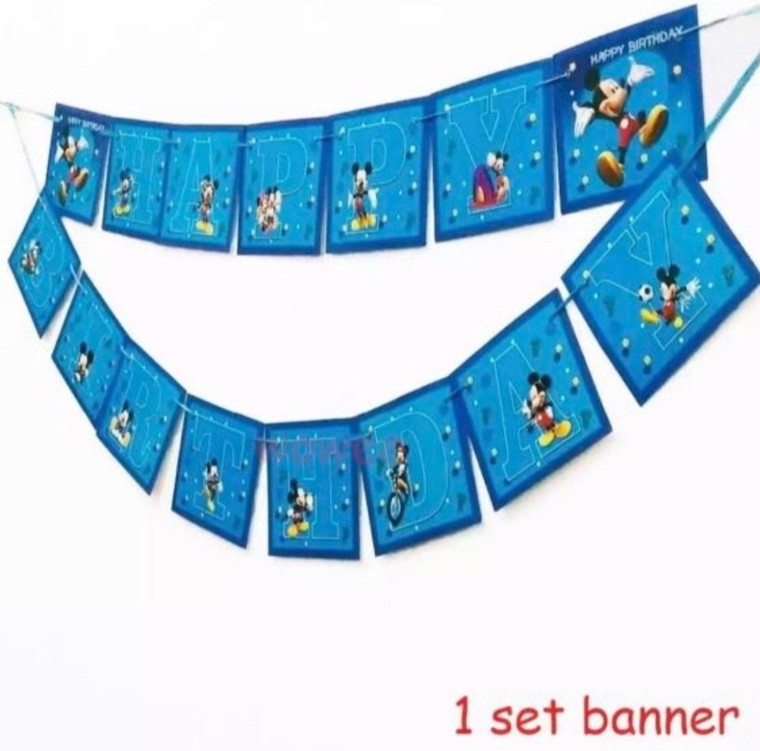 Mickey Mouse Paper plates plate Happy Birthday Banner Goodie bag party ...