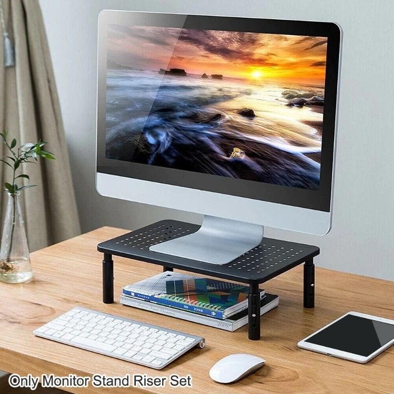 Monitor Stand 3 Height Adjustable Monitor Stand Ergonomic Metal Monitor ...