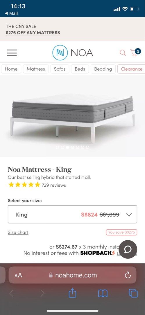 Noa King Bed Frame & Mattress, Furniture & Home Living, Furniture, Bed ...