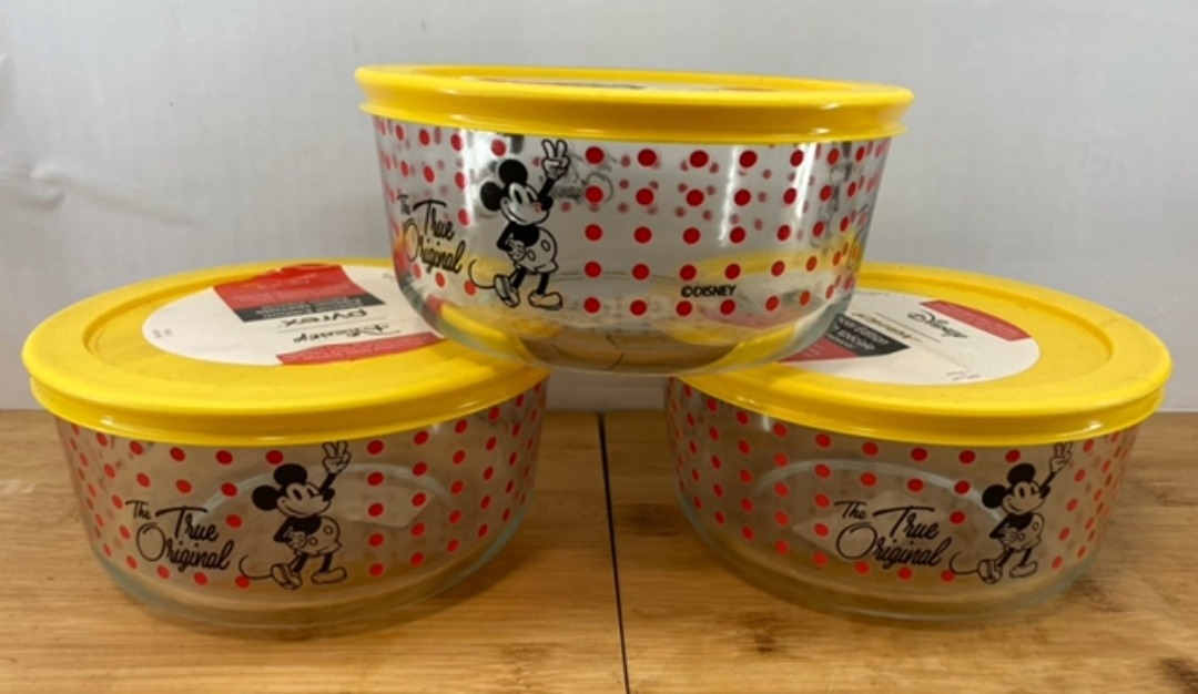 Pyrex Limited Edition Disney Storage 946ml x 3 (Mickey True Original ...