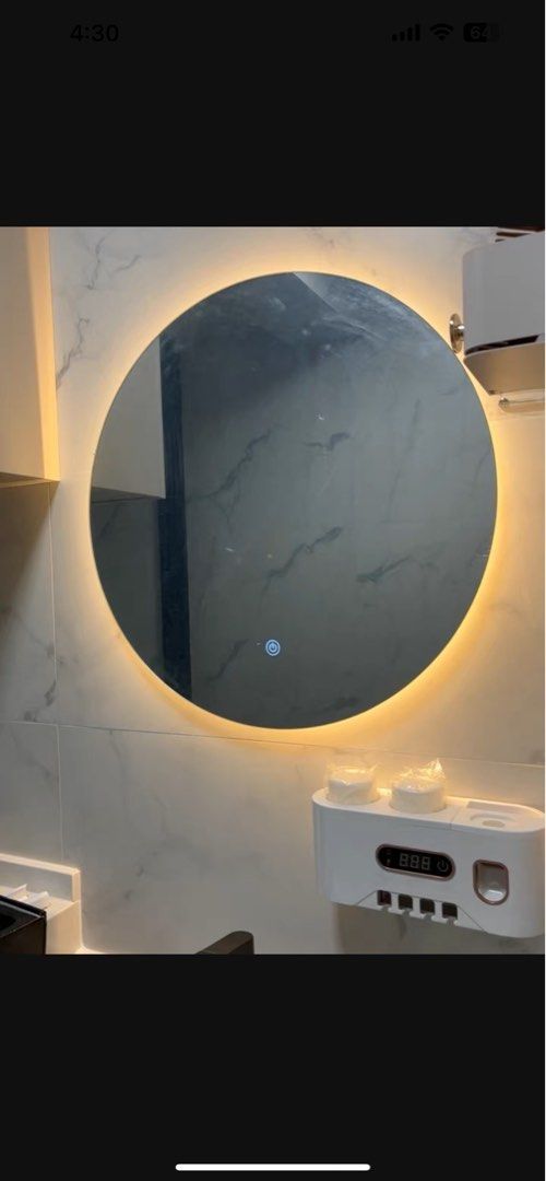 Round mirror 3 different lighting & wireless, Furniture & Home Living ...