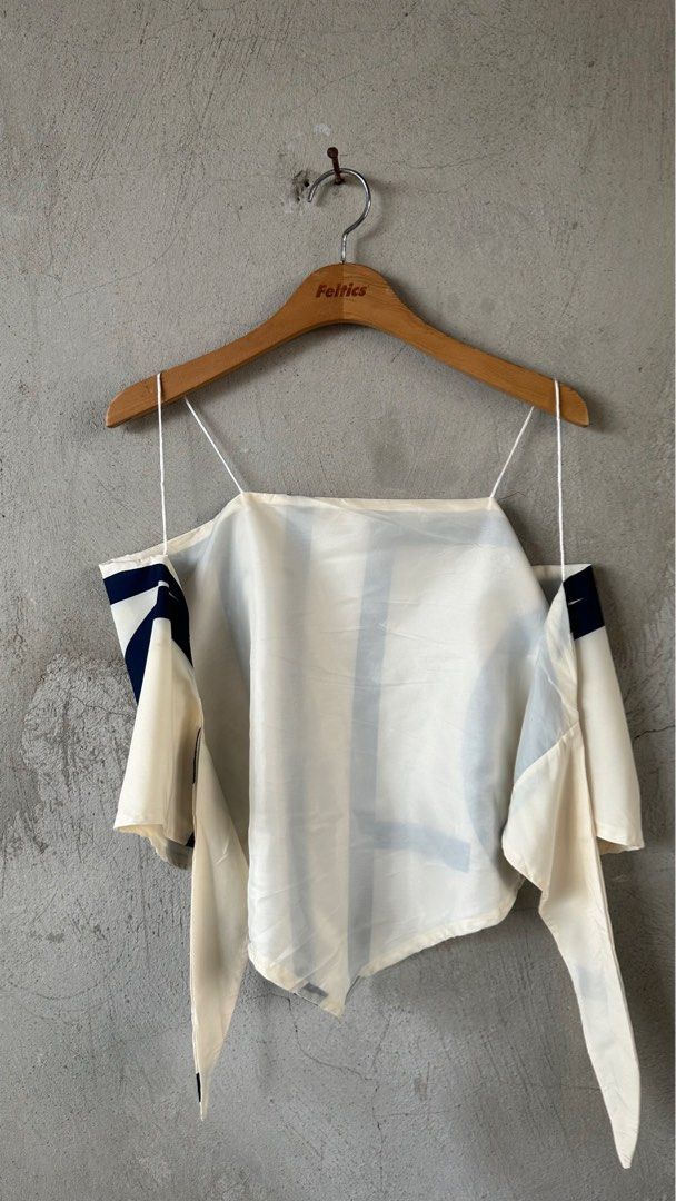 Satin string tie top, Women's Fashion, Tops, Sleeveless on Carousell