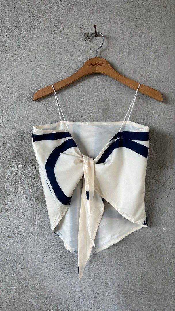 Satin string tie top, Women's Fashion, Tops, Sleeveless on Carousell