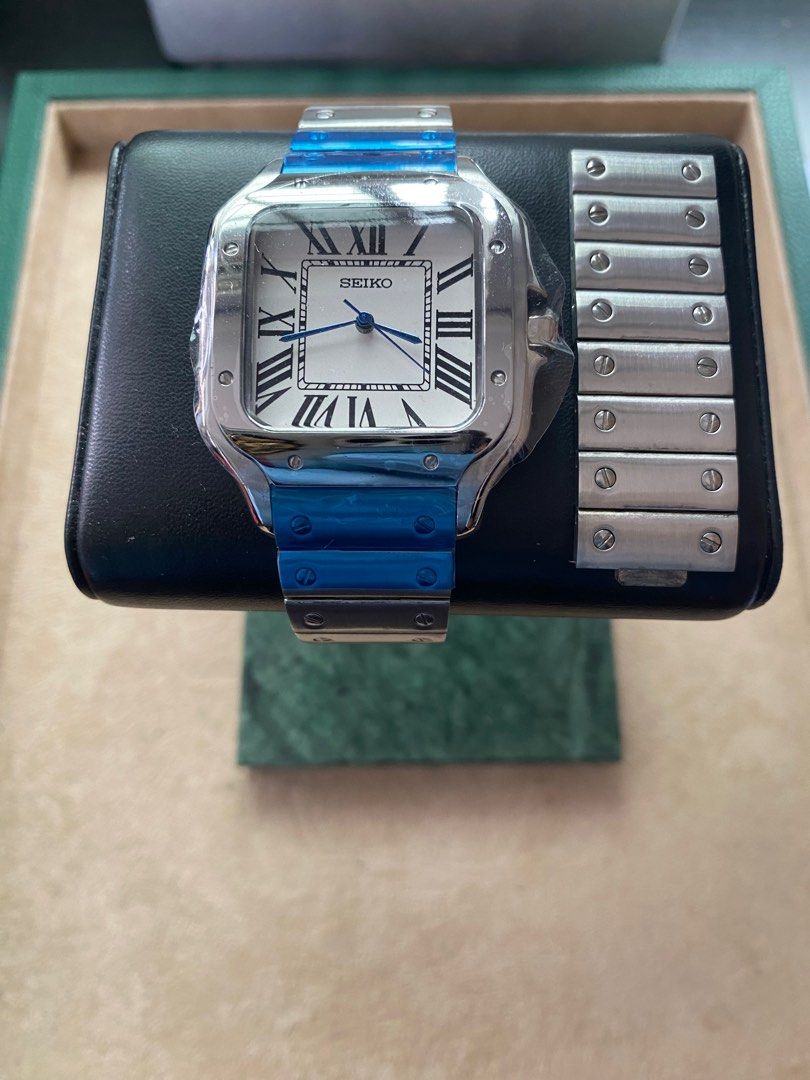 SEIKO MOD SANTOS DE CARTIER, Luxury, Watches on Carousell