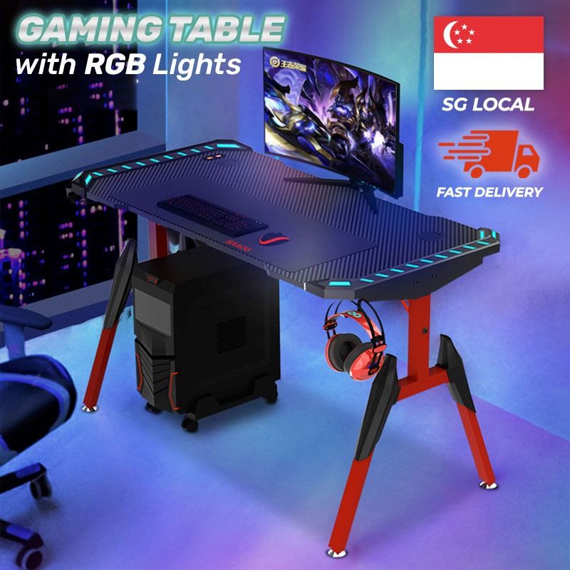 [SG Stock]Gaming Table with RGB light Computer Desk Office Table, Furniture & Home Living ...