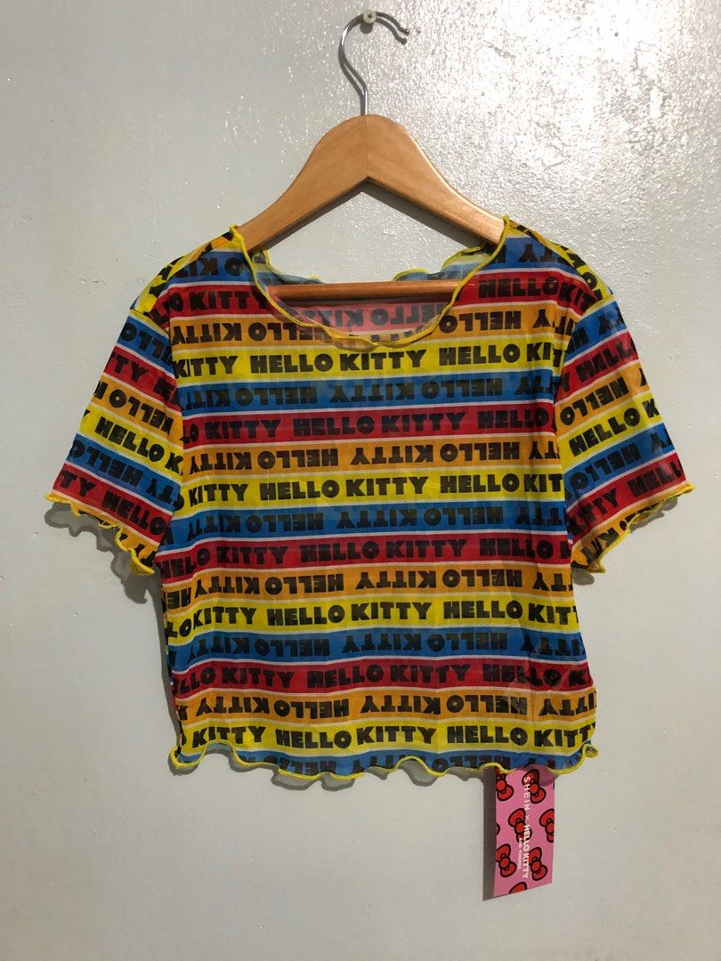 SHEIN X Hello Kitty Top Sheer Mesh Top, Women's Fashion, Tops, Shirts ...