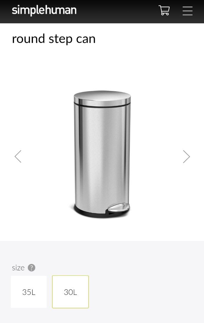 Simplehuman Trash Bin - 30L, Furniture & Home Living, Cleaning ...