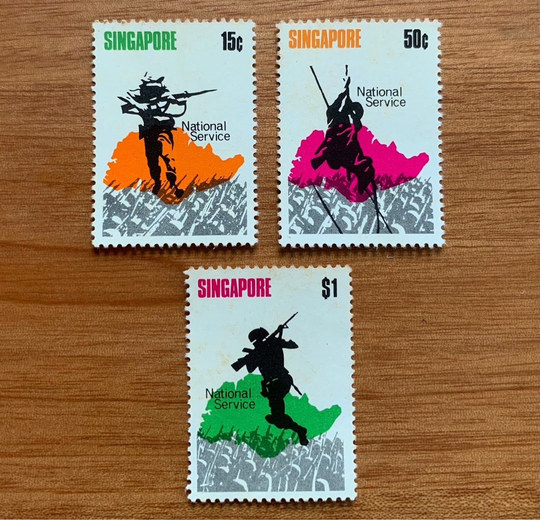 Singapore 1970 first set of National Service stamps 3v complete MINT ...