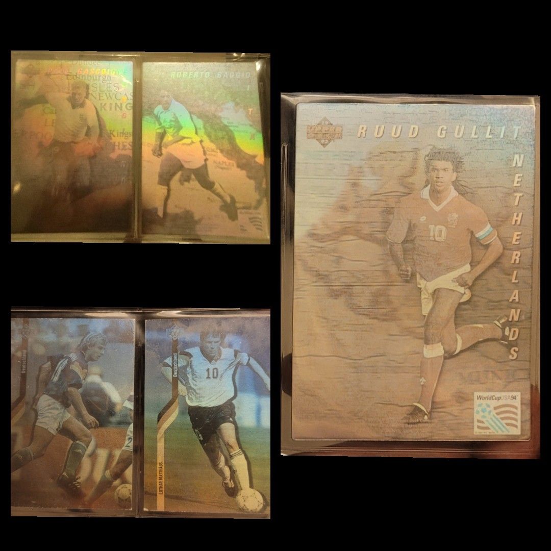 Soccer hologram card, Baggio, gascoigne, Rijkaard, klinsmann, matthaus ...