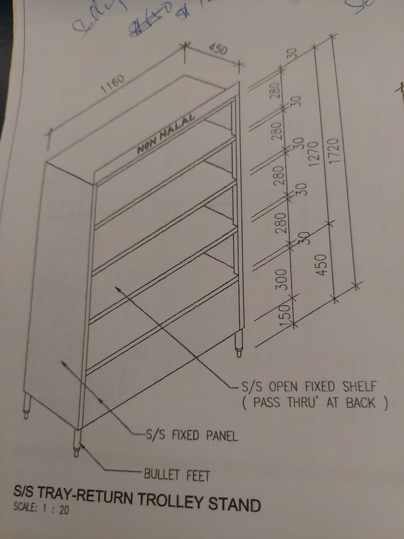 Stainless Steel Tray Return Trolley Stand, TV & Home Appliances ...