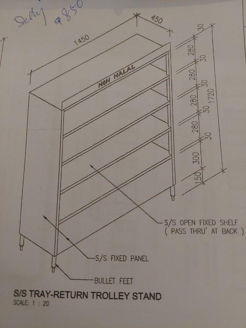 Stainless Steel Tray Return Trolley Stand, TV & Home Appliances ...