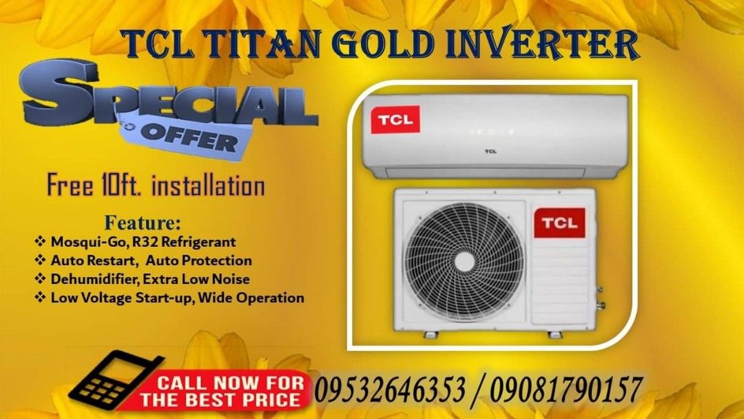 TCL TITAN GOLD INVERTER SPLIT TYPE AIRCON BRAND NEW SEALED WITH FREE ...