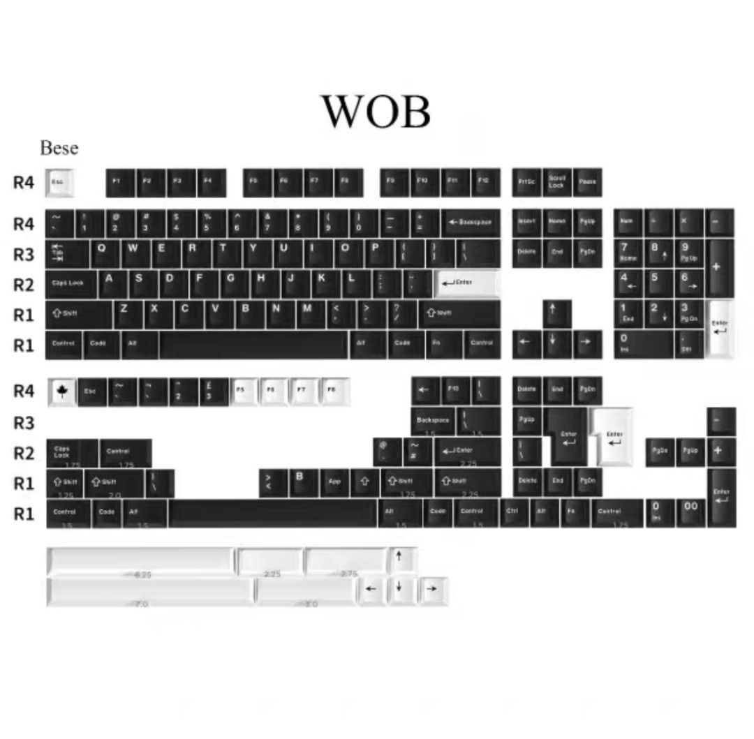 WOB ANSI SA Layout Keycaps, 電腦＆科技, 電腦周邊及配件, 電腦鍵盤及相關產品 - Carousell