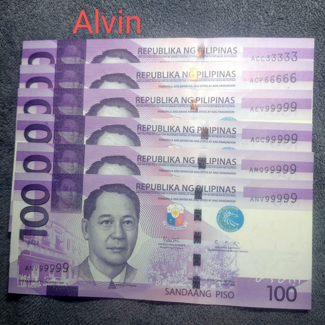 100 PESO BILLS WITH SOLID SERIAL NUMBER/3 PREFIX LETTERS / UNCIRCULATED, Hobbies & Toys ...
