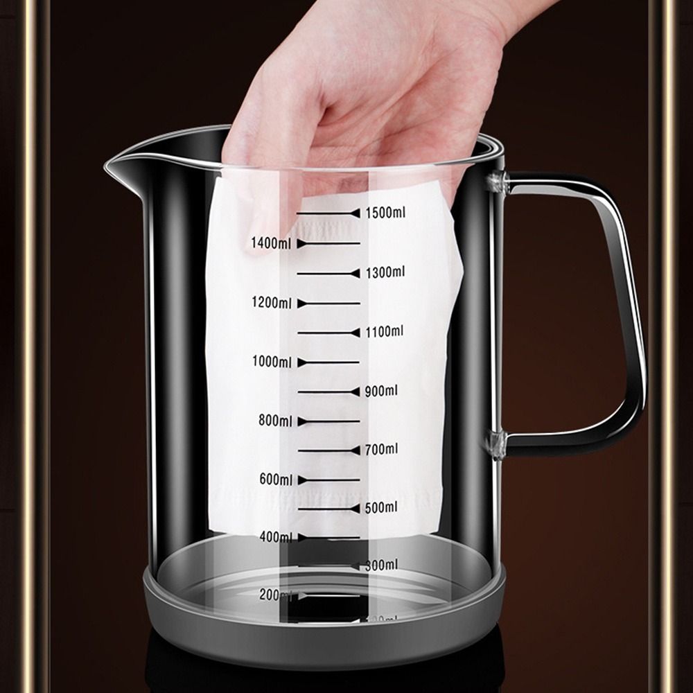 1L Transparent Glass Oil Filter Pot with Scale kitchen Oil Separator ...