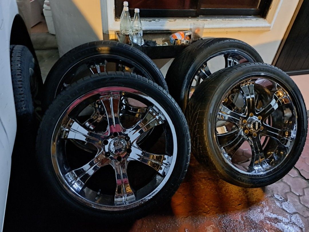 24 inch BAZO mags w/ tires, Car Parts & Accessories, Mags and Tires on ...