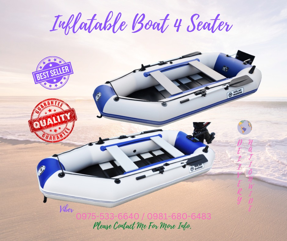 4 Person Slat Wooden Floor 0.7mm PVC Inflatable Boat, Sports Equipment ...