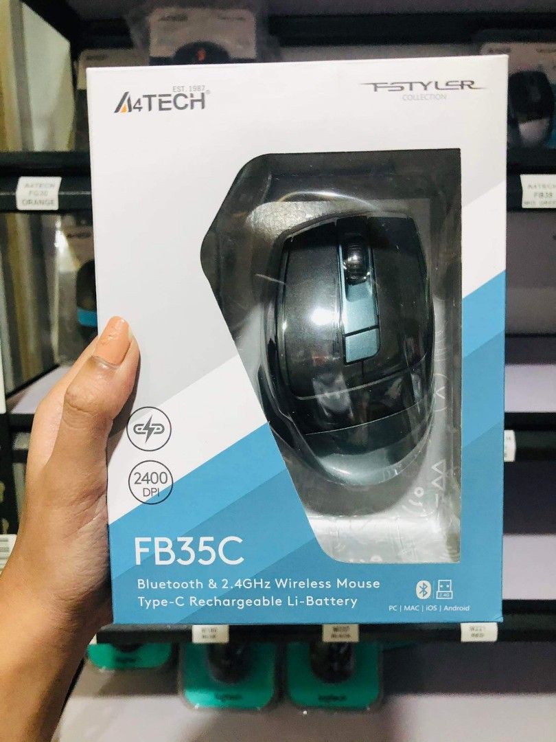 A4Tech Fstyler FB35C Rechargeable Bluetooth & 2.4G Wireless Mouse Midnight Green, Computers ...