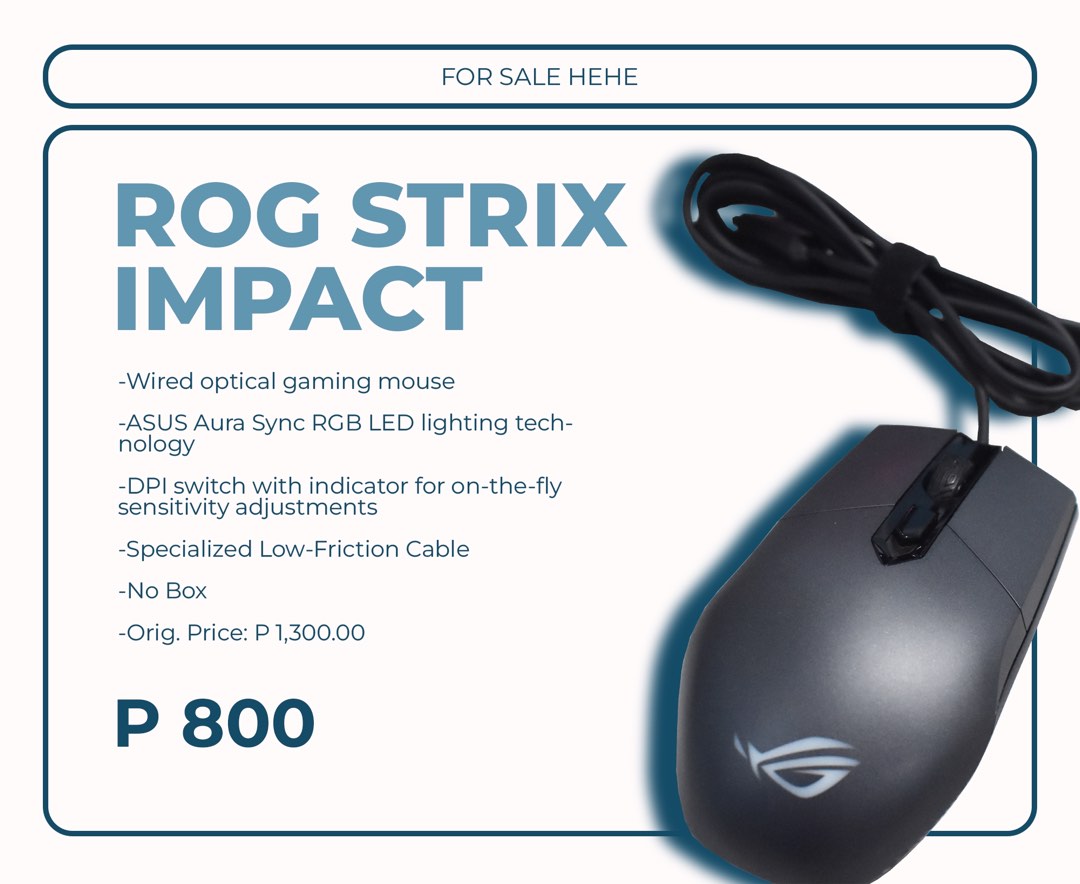 ASUS ROG STRIX IMPACT MOUSE, Computers & Tech, Parts & Accessories ...