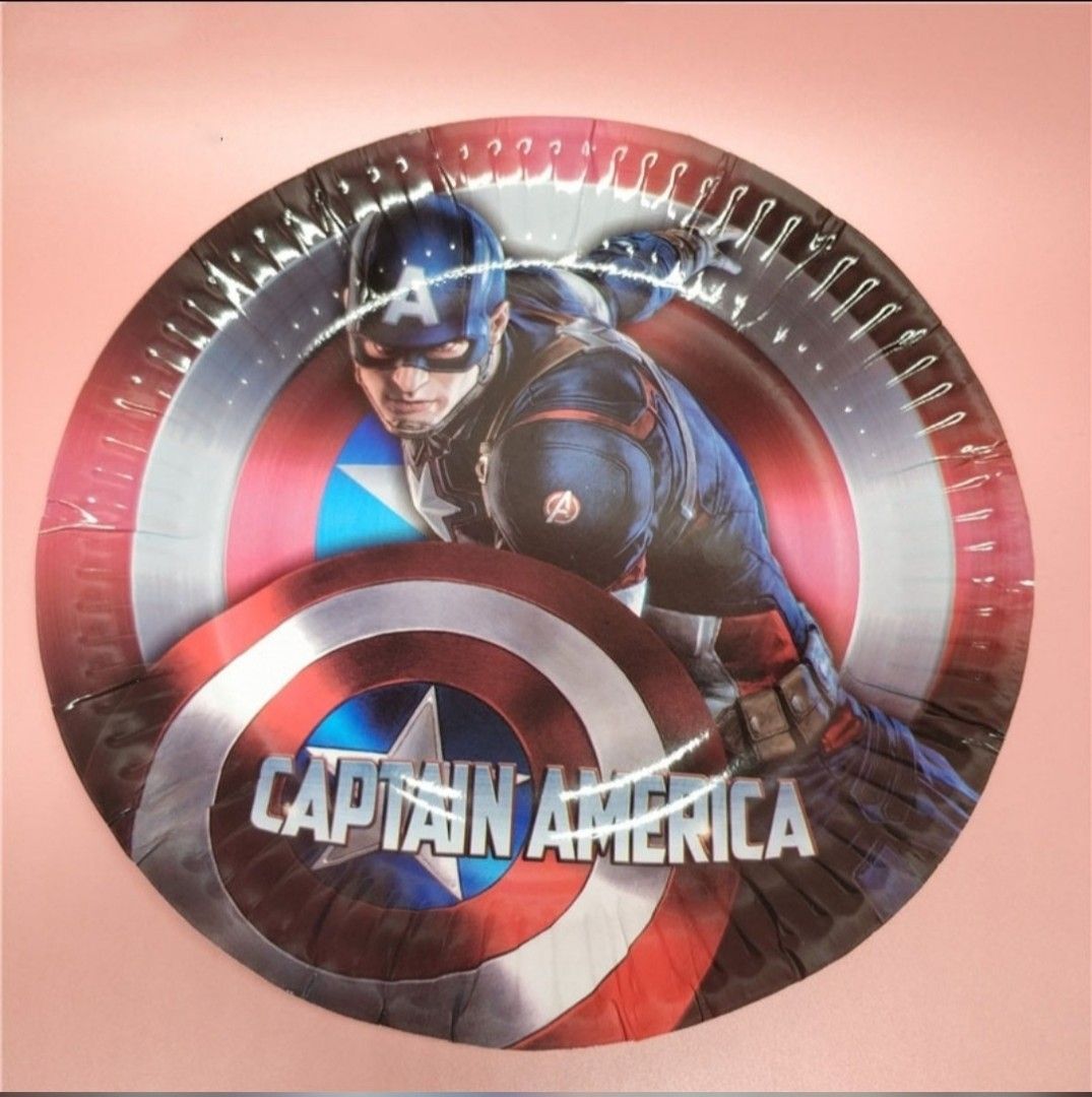 Captain America Paper Plates plate Happy Birthday Banner Marvel ...