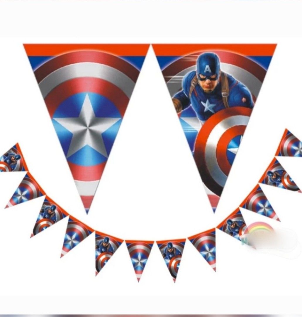 Captain America Paper Plates plate Happy Birthday Banner Marvel ...
