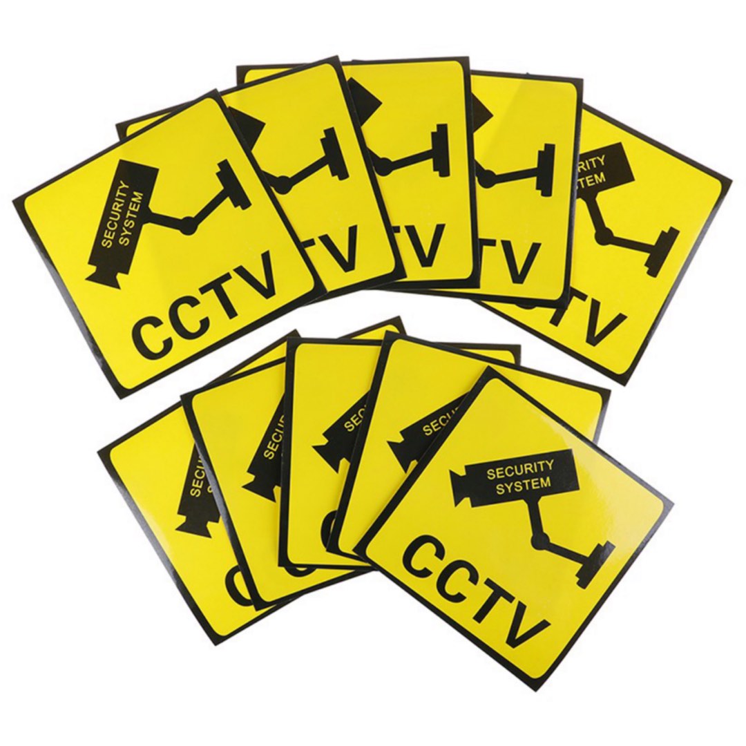 CCTV Surveillance Security 24 Hour Monitor Camera Warning Stickers ...