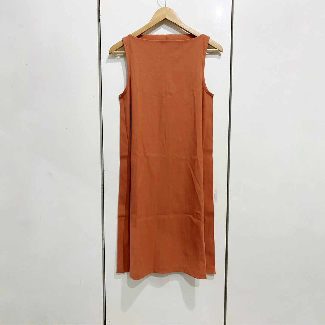 COS simple midi dress in terracotta, Fesyen Wanita, Pakaian Wanita ...