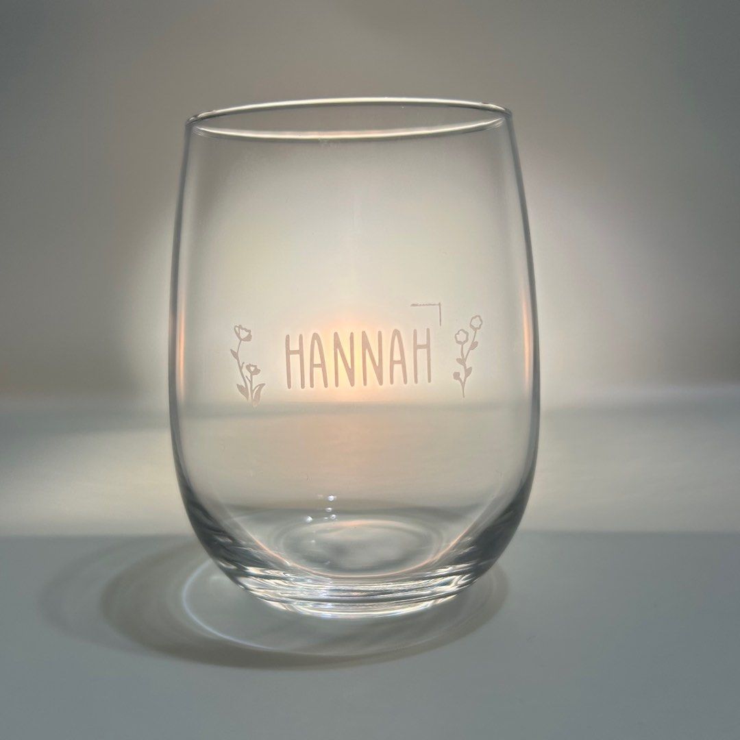 Custom Glass Cup Etched Design, Furniture & Home Living, Kitchenware ...