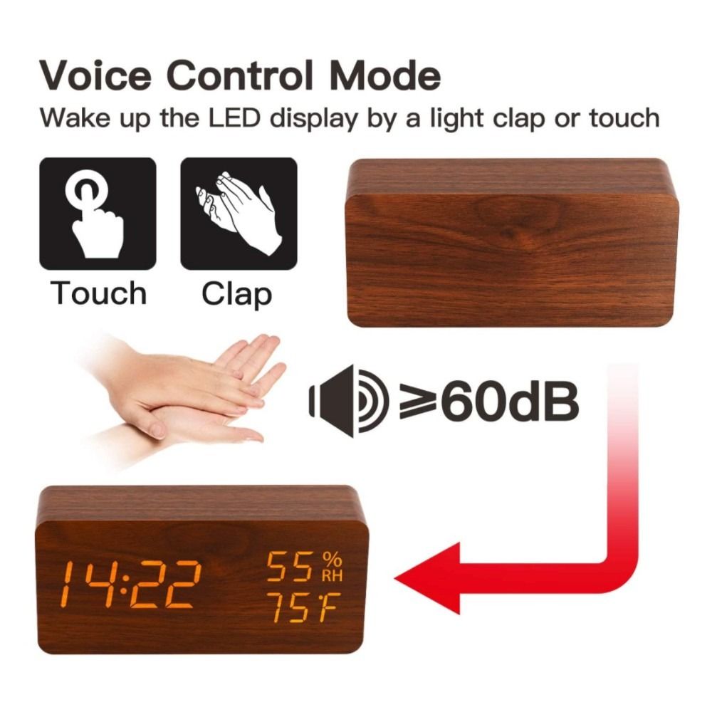 Digital Clock/Digital Alarm Clock/Wooden Clock/Wooden LED Alarm Clock ...